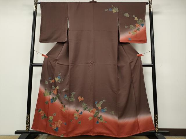 平和屋着物●訪問着　蔦の葉文　暈し染め　金彩　正絹　逸品　未使用　CAAZ2623ut