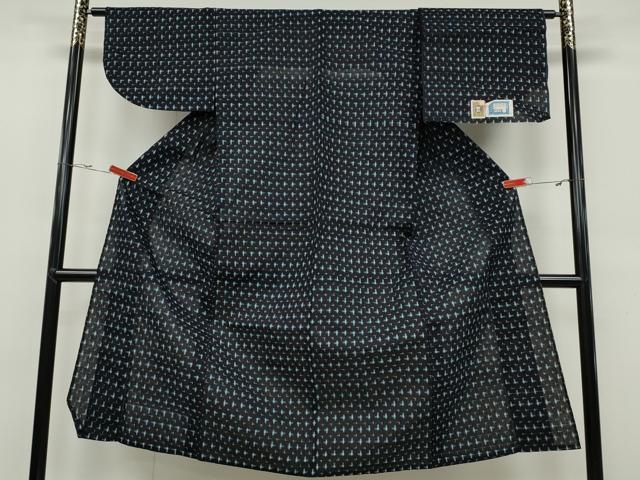 平和屋着物●久留米絣　単衣　十字絣　証紙付き　綿　逸品　CAAZ2661ut