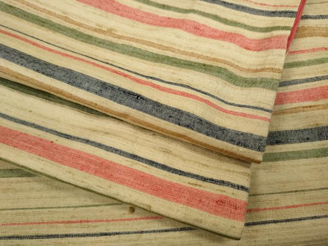 平和屋着物●上質な紬　横段文　正絹　逸品　CAAZ2662ut