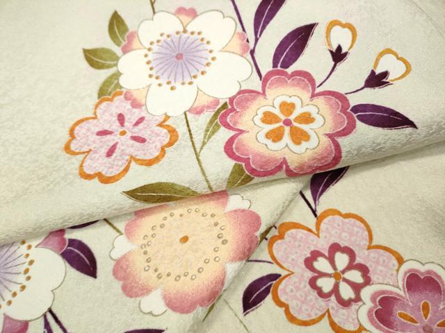 平和屋着物●押切もえ　MOE OSHIKIRI　小紋　枝垂れ花文　正絹　逸品　未使用　CAAZ2667ut