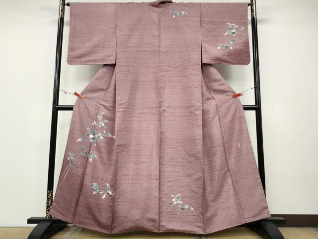 平和屋着物●訪問着　友禅　作家物　白山紬　枝花文　正絹　逸品　未使用　CAAZ2682ut