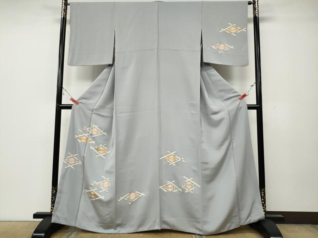平和屋着物●銀座きしや　訪問着　駒刺繍　菱吉祥花文　金彩　正絹　逸品　CAAZ2725ut