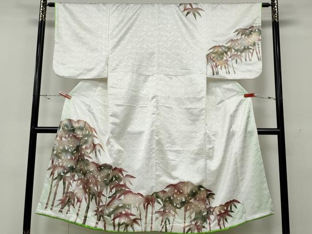 平和屋着物●男性　訪問着　舞台衣装　笹竹文　金銀彩　洗える着物　CAAZ2726ut