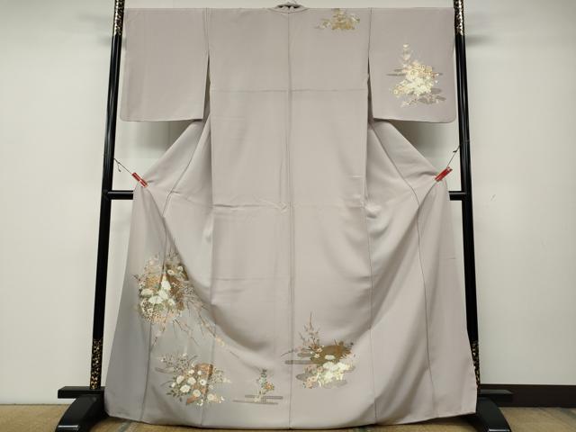 平和屋着物●訪問着　扇面草花文　暈し染め　金銀彩　正絹　逸品　CAAZ2728ut