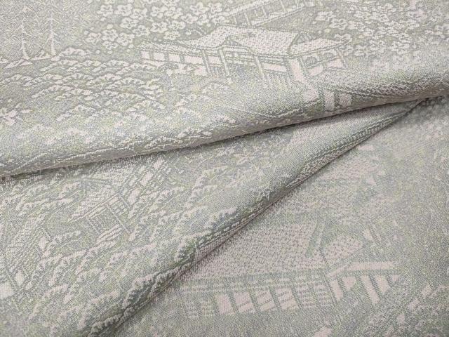 平和屋着物●上質なお召　天目織　人物風景花文　正絹　逸品　CAAZ2737ut