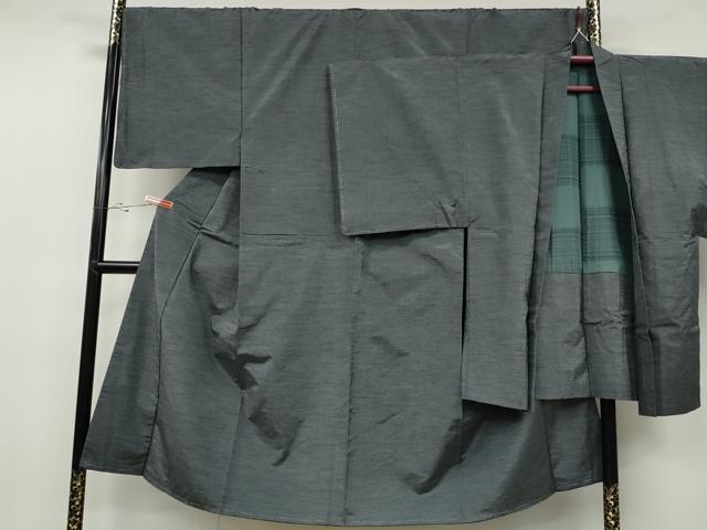 平和屋着物●男性　紬　アンサンブル　鉛色　正絹　逸品　未使用　CAAZ2752ut