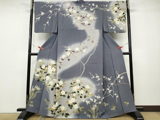 平和屋着物●訪問着　枝椿文　暈し染め　金彩　正絹　逸品　CAAZ2763ut