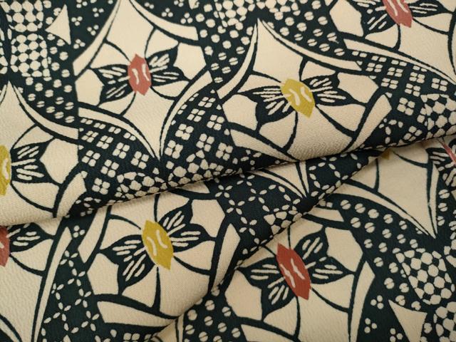 平和屋着物●上質な小紋　型染め　菱吉祥花文　正絹　逸品　CAAZ2772ut