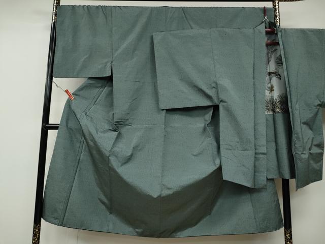 平和屋着物●男性　薩摩結城　アンサンブル　湊鼠色　正絹　逸品　CAAZ2779ut