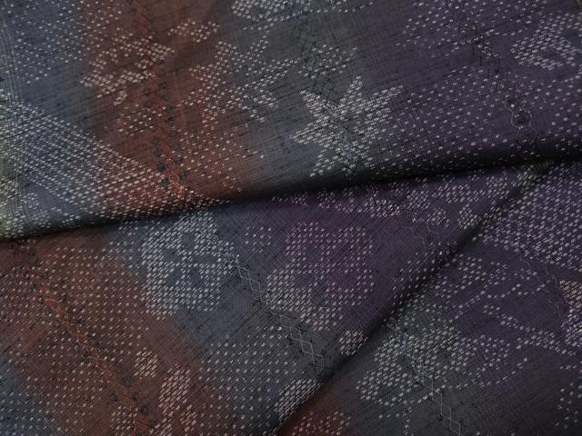 平和屋着物●上質な紬　斜線草花文　正絹　逸品　CAAZ2781ut