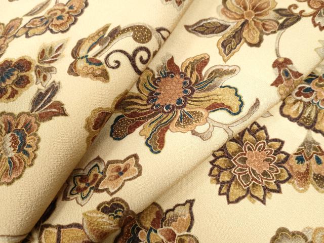 平和屋着物●上質な小紋　更紗花蝶唐草文　金彩　正絹　逸品　CAAZ2802yc