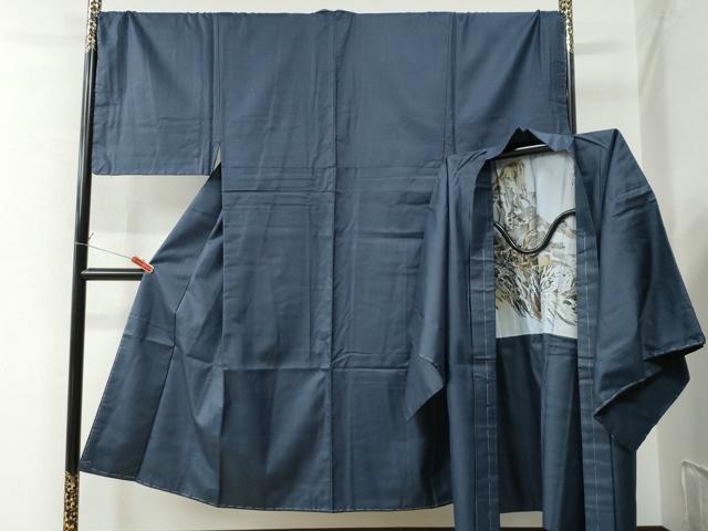 平和屋着物●男性　お召　アンサンブル　100亀甲　正絹　逸品　未使用　CAAZ2806yc