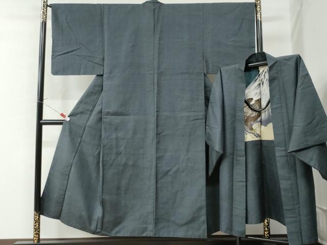 平和屋着物●男性　本場大島紬　アンサンブル　100亀甲　総詰め　羽裏：一富士二鷹三茄子　正絹　逸品　CAAZ2811yc