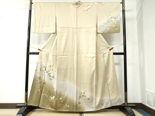 平和屋着物●訪問着　流水枝花文　暈し染め　金彩　正絹　逸品　CAAZ2817yc