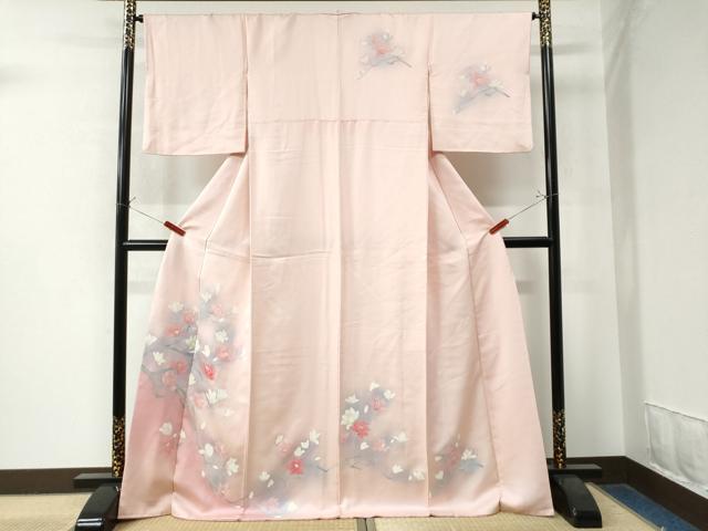 平和屋着物●訪問着　枝花文　暈し染め　ロング丈　正絹　逸品　CAAZ2833yc