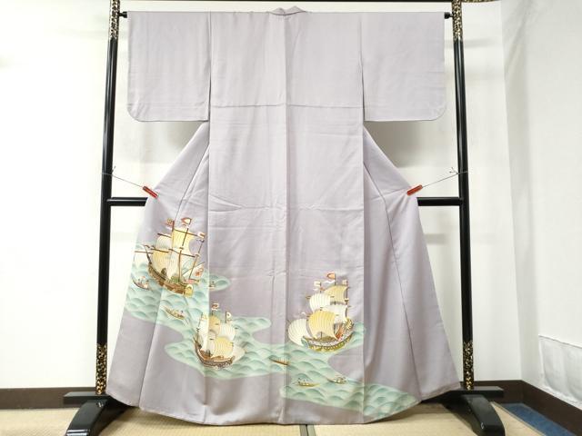 平和屋着物●豪華色留袖　駒刺繍　南蛮船　金彩　正絹　逸品　CAAZ2843yc