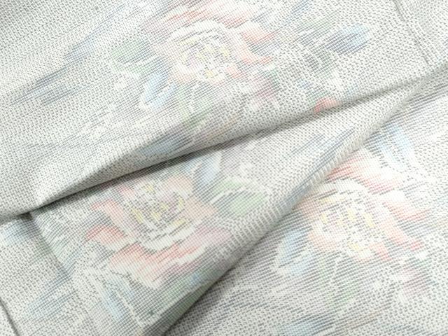 平和屋着物●本場大島紬　白大島　9マルキ　総絣　網目霞草花文　正絹　逸品　未使用　CAAZ2846yc