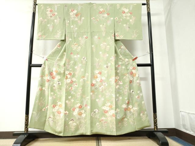 平和屋着物●創業460年・千總　訪問着　秋草文　金彩　鬼しぼ縮緬　高島屋扱い　正絹　逸品　CAAZ2864yc