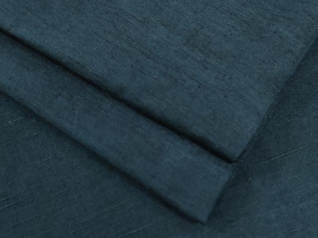 平和屋着物●男性　紬　色無地　濃藍色　キングサイズ　正絹　逸品　CAAZ2867yc