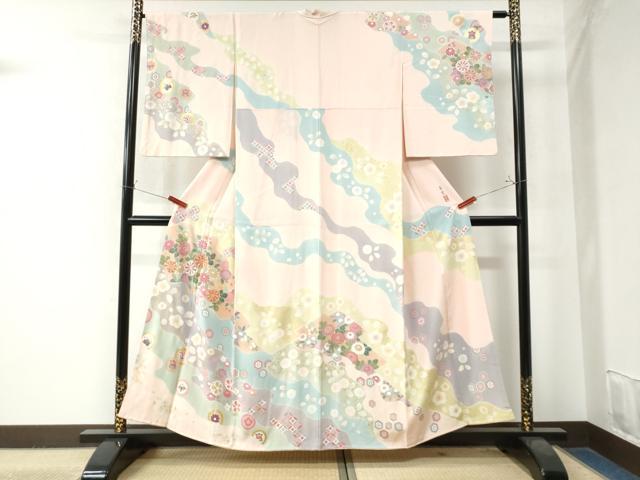 平和屋着物●訪問着　作家物　駒刺繍　慶彩小袖　道長吉祥花文　金彩　正絹　逸品　CAAZ2870yc