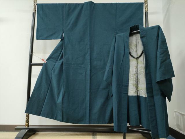 平和屋着物●男性　紬　アンサンブル　色無地　褐返色　正絹　逸品　CAAZ2875yc