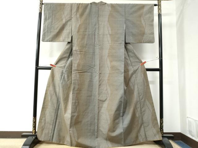 平和屋着物●結城紬　100亀甲　よろけ縞　やまと誂製　正絹　逸品　CAAZ2877yc