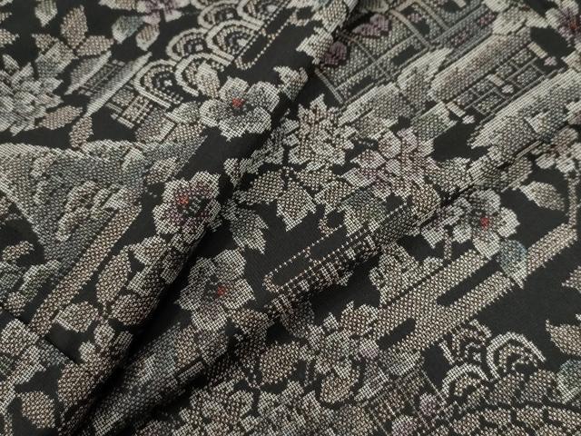 平和屋着物●本場大島紬　9マルキ　エ霞遠山吉祥草花文　正絹　逸品　CAAZ2885yc