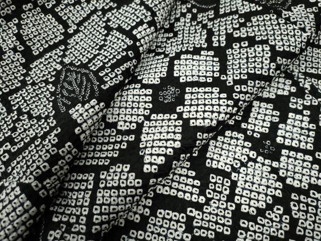 平和屋着物●上質な小紋　総絞り　草花尽くし　黒地　正絹　逸品　未使用　CAAZ2887yc