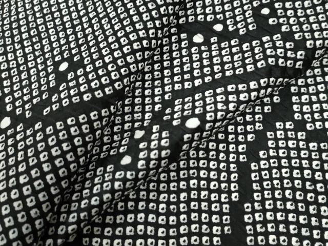 平和屋着物●上質な小紋　ふくれ織　枝蕾　黒地　正絹　逸品　CAAZ2898yc