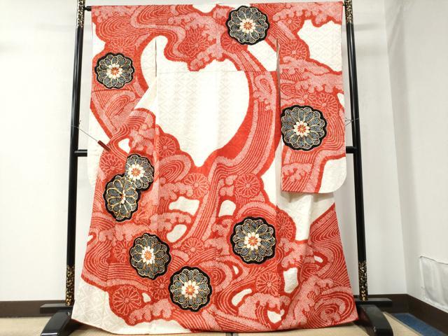 平和屋着物●豪華振袖　駒刺繍　絞り　立波舞花文　正絹　逸品　CAAZ2920yc