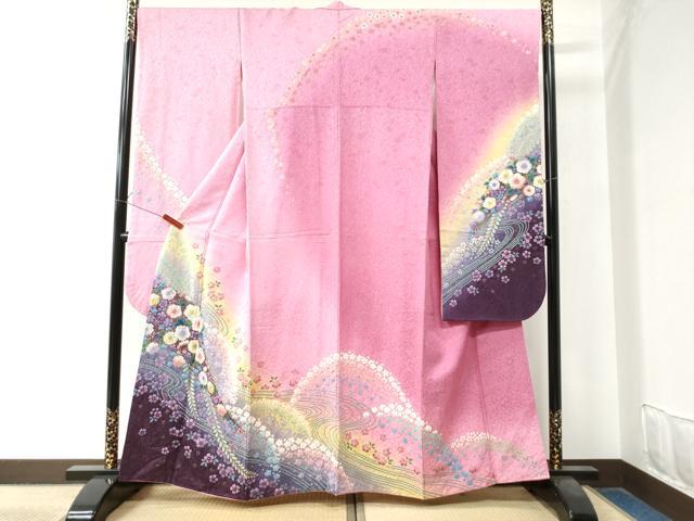 平和屋着物●豪華振袖　辻が花　絞り　暈し染め　金通し地　正絹　逸品　CAAZ2922yc