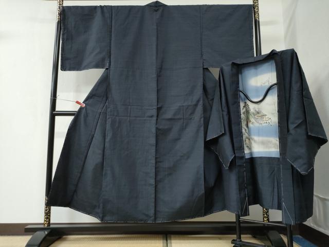 平和屋着物●男性　本場大島紬　アンサンブル　80亀甲　総詰め　正絹　逸品　未使用　CAAZ2955yc