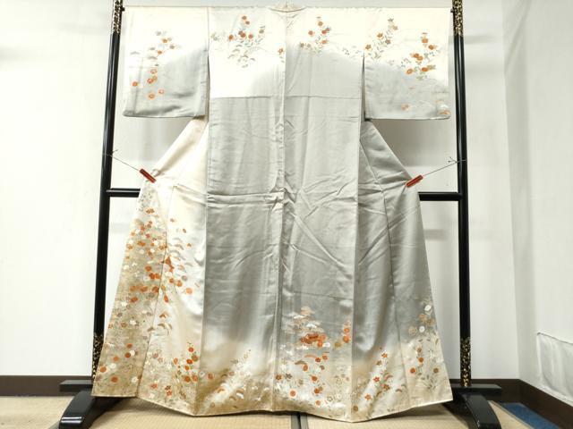 平和屋着物●訪問着　風景籬草花文　暈し染め　金彩　正絹　逸品　CAAZ3014yc