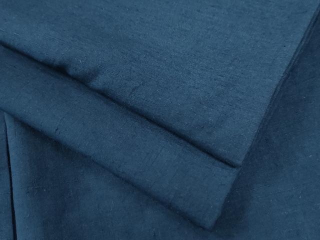 平和屋着物●結城紬　色無地　留紺色　正絹　逸品　CAAZ3018yc