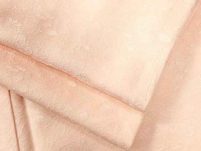 平和屋着物●上質な色無地　扇面草花地紋　一斤染色　正絹　逸品　未使用　CAAZ3062yc