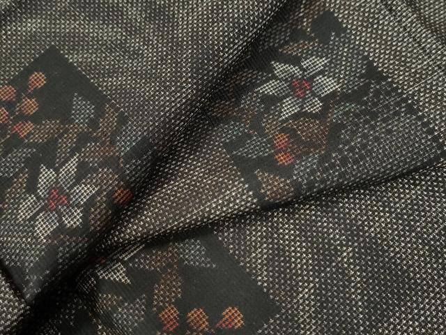 平和屋着物●本場大島紬　9マルキ　エ霞色紙重ね草花文　正絹　逸品　CAAZ3070yc