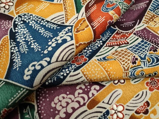 平和屋着物●上質な小紋　型染め　遠山霞風景草花文　やまと誂製　正絹　逸品　CAAZ3085yc