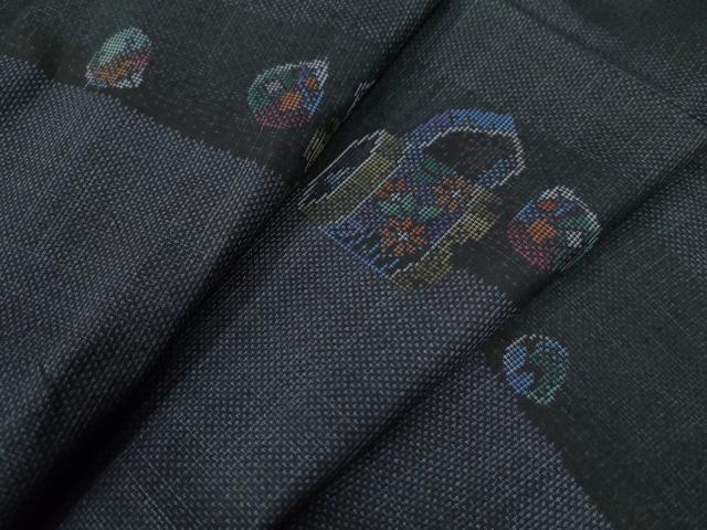 平和屋着物●本場大島紬　9マルキ　貝桶花文　正絹　逸品　CAAZ3088yc