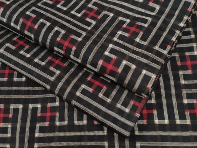 平和屋着物●本場大島紬　龍郷絣　秋名バラ　正絹　逸品　CAAZ3121yc