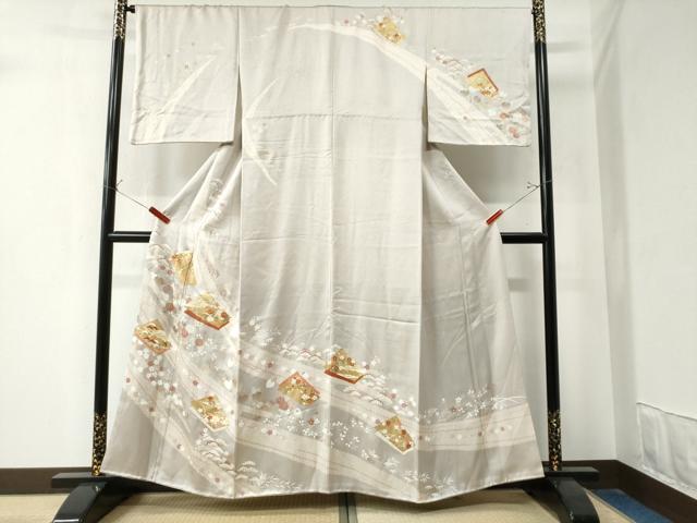 平和屋着物●銀座きしや　訪問着　駒刺繍　吉祥草花文　金彩　正絹　逸品　CAAZ3130yc