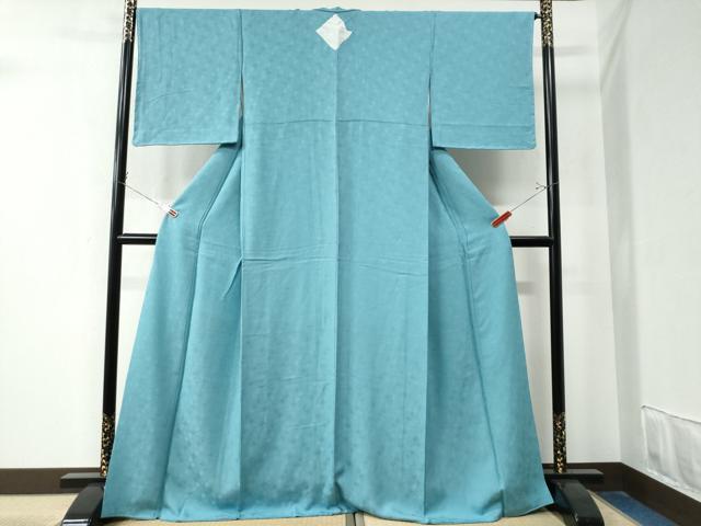 平和屋着物●上質な色無地　花菱地紋　白群色　正絹　逸品　未使用　CAAZ3141yc