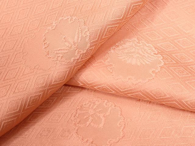 平和屋着物●上質な色無地　雪輪菱吉祥地紋　曙色　正絹　逸品　CAAZ3143yc