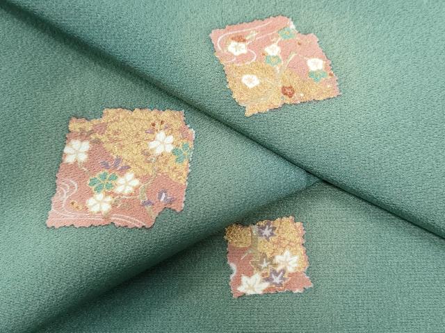 平和屋着物●上質な小紋　破れ色紙花文　金彩　正絹　逸品　未使用　CAAZ3159yc