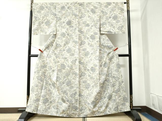 平和屋着物●上質な紬　亀甲牡丹花文　正絹　逸品　CAAZ3183yc