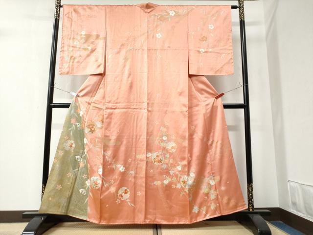 平和屋着物●訪問着　駒刺繍　雪輪草花文　金彩　正絹　逸品　未使用　CAAZ3185yc