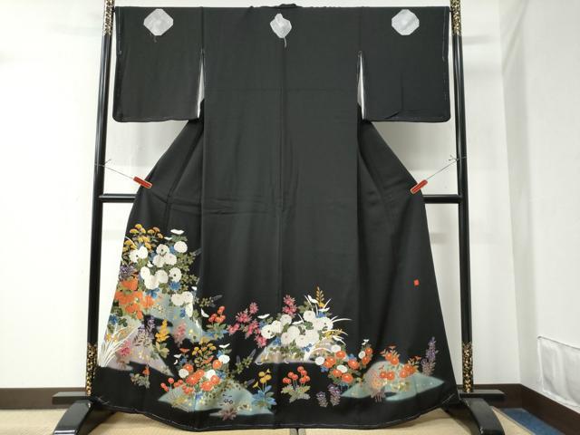 平和屋着物●豪華黒留袖　作家物　草花文　暈し染め　金彩　正絹　逸品　未使用　CAAZ3242yc
