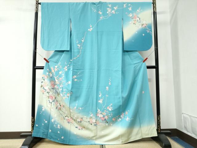 平和屋着物●訪問着　友禅　作家物　枝牡丹　暈し染め　正絹　逸品　CAAZ3245yc