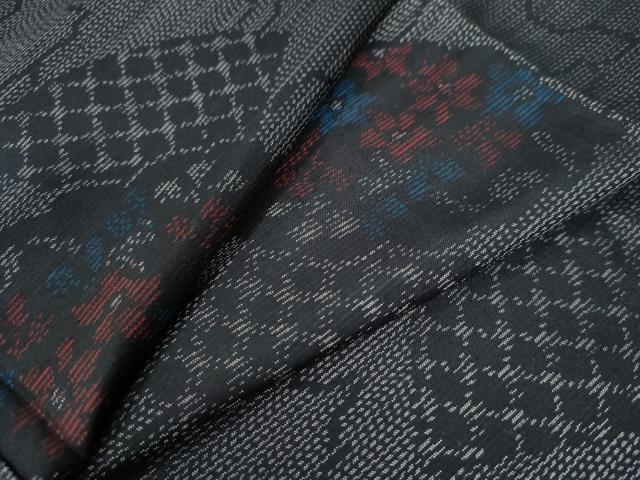 平和屋着物○本場大島紬 雲重ね檜扇吉祥花文 正絹 逸品 CAAZ3254yc