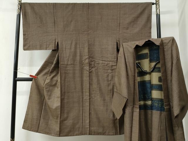 平和屋着物●男性　紬　アンサンブル　亀甲文　正絹　逸品　CAAZ3259yc