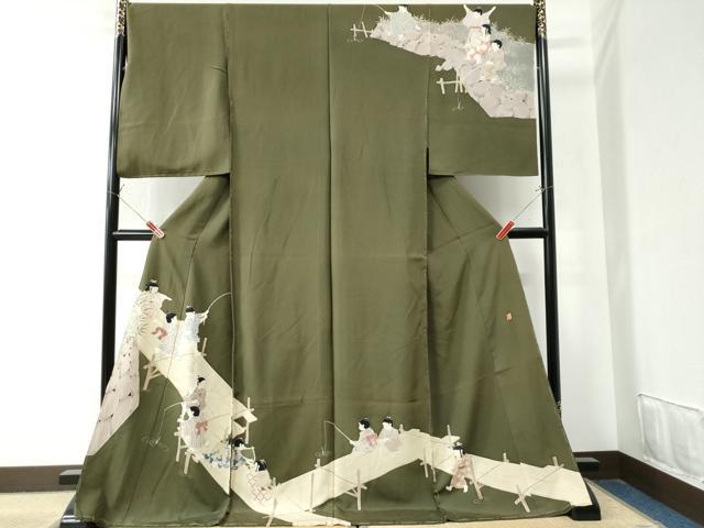 平和屋着物●十日町友禅作家　関口遼一　訪問着　駒刺繍　童子遊び　仮絵羽　正絹　逸品　未使用　CAAZ3264yc